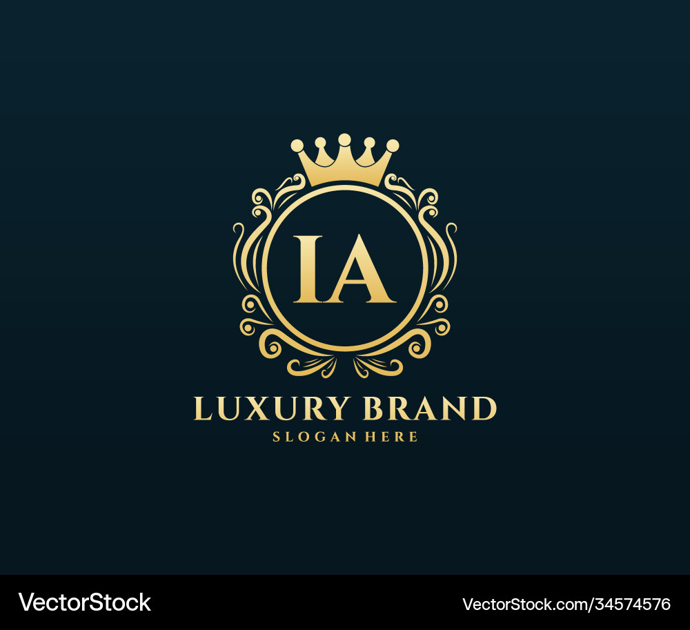 Ia initial letter gold calligraphic feminine Vector Image