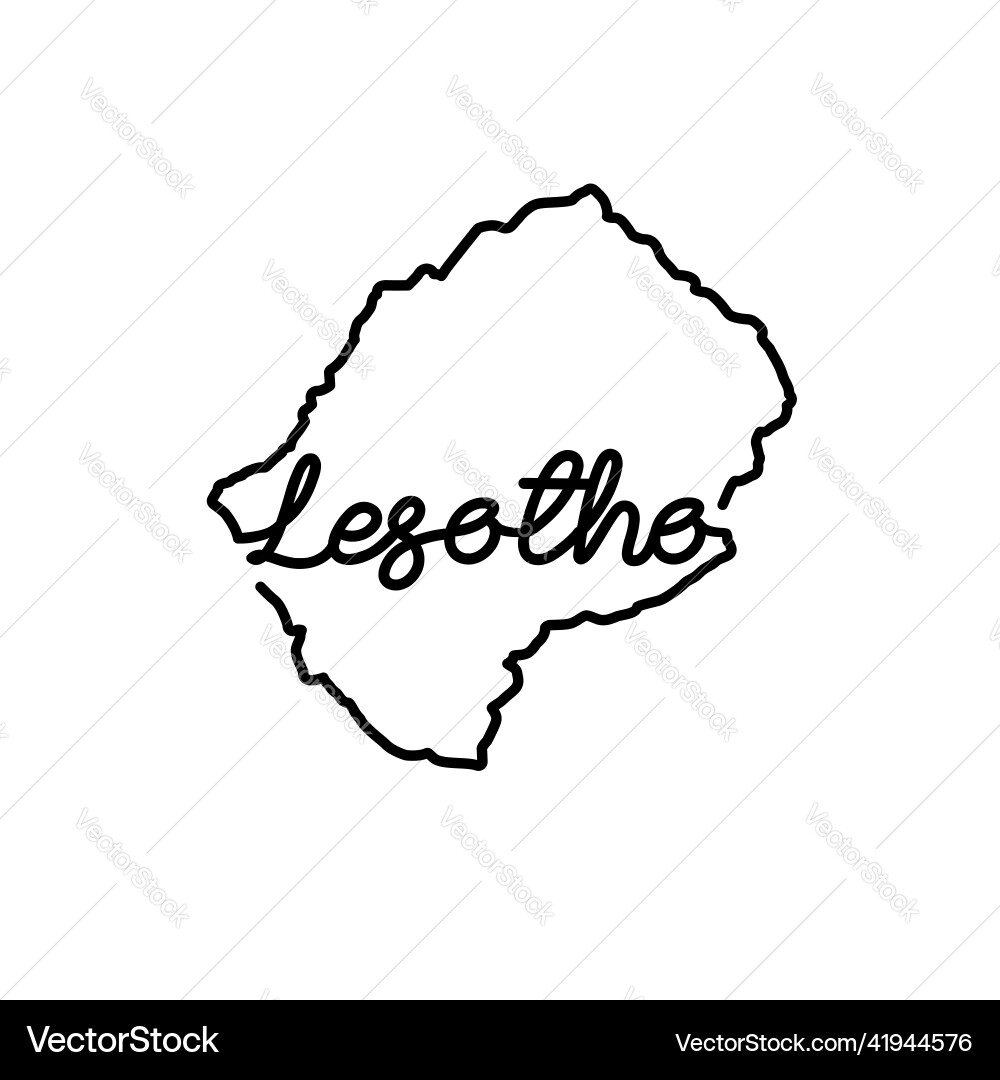 Lesotho outline map with the handwritten country Vector Image