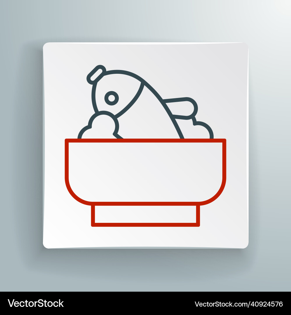 Line rice with fish in a bowl icon isolated Vector Image