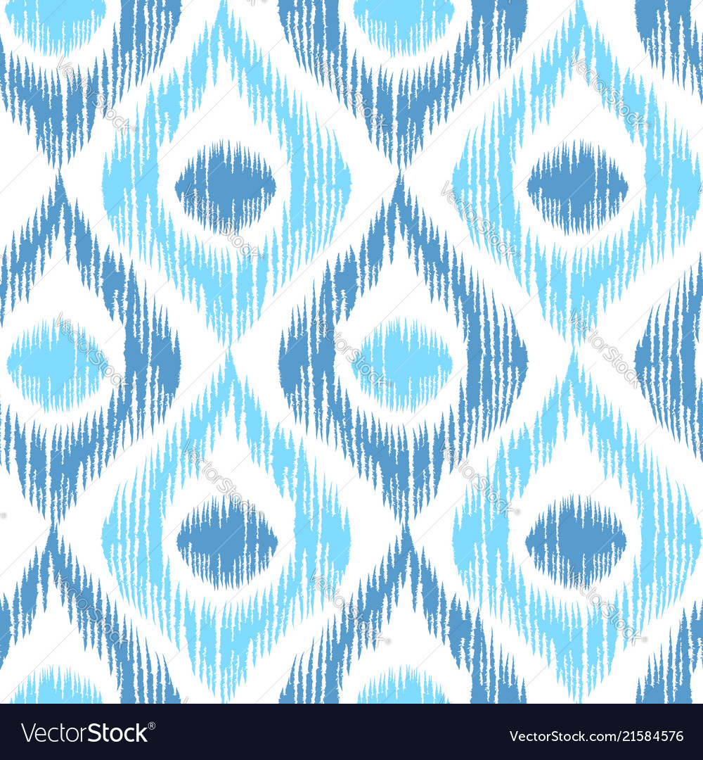 Retro ikat blue pattern Royalty Free Vector Image