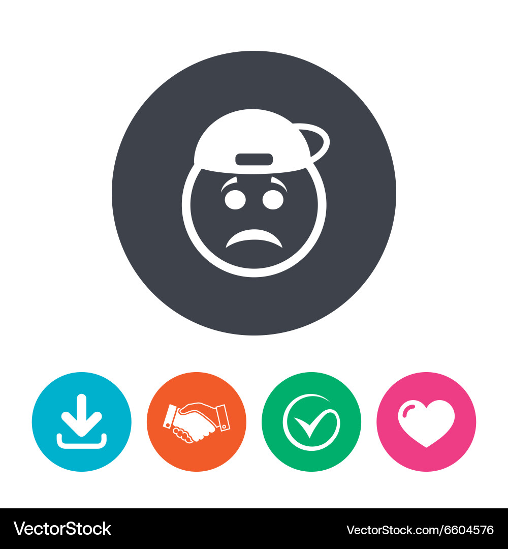 Sad rapper face sign icon sadness symbol Vector Image