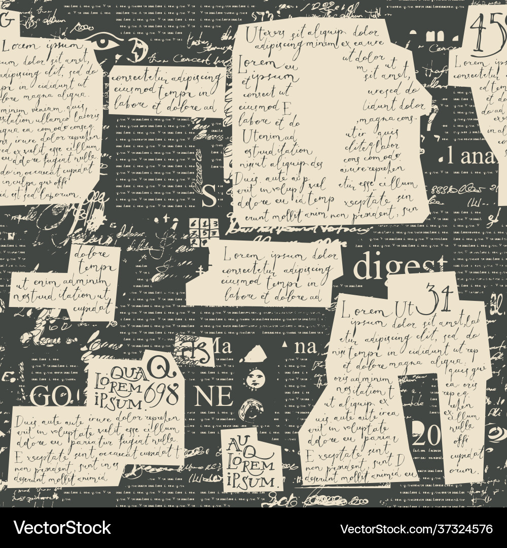 Seamless pettrn with handwritten and printed text Vector Image