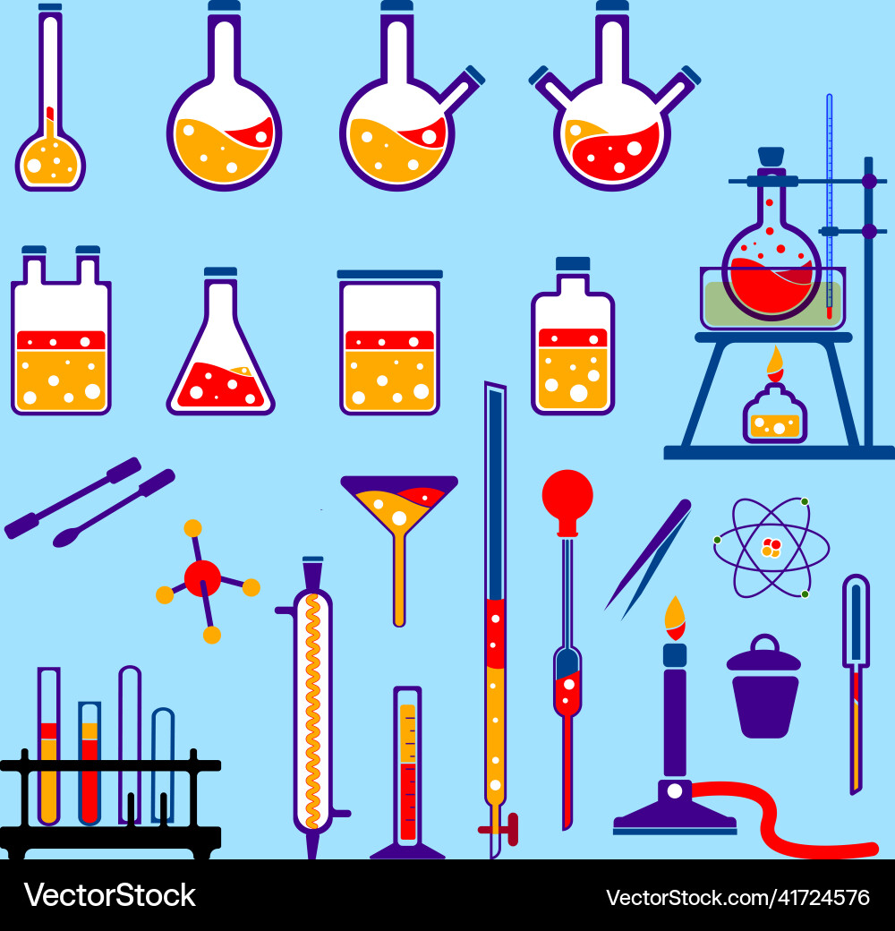 Set of chemistry glassware Royalty Free Vector Image