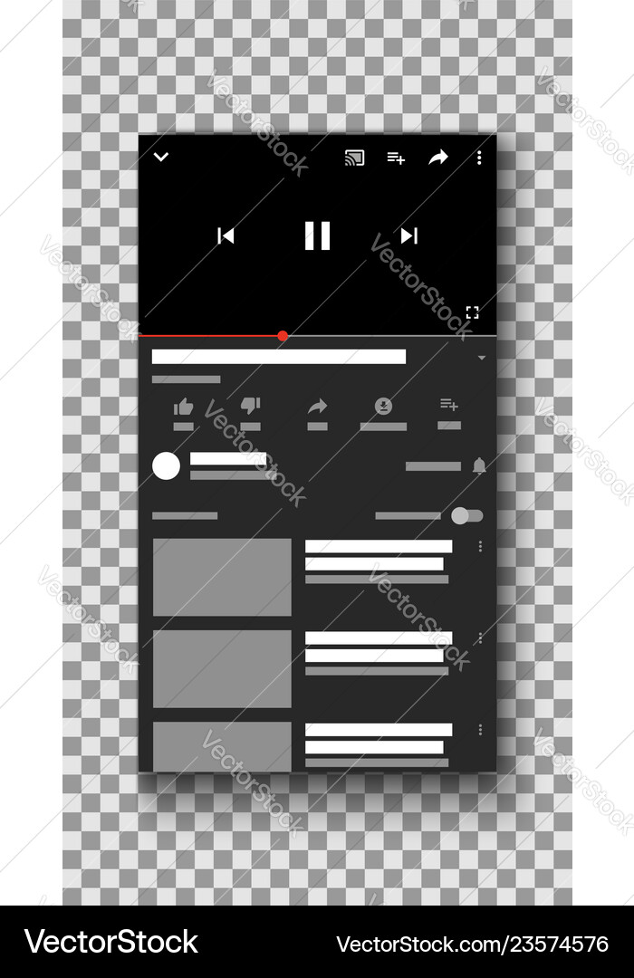 Social media video player mobile phone ui Vector Image