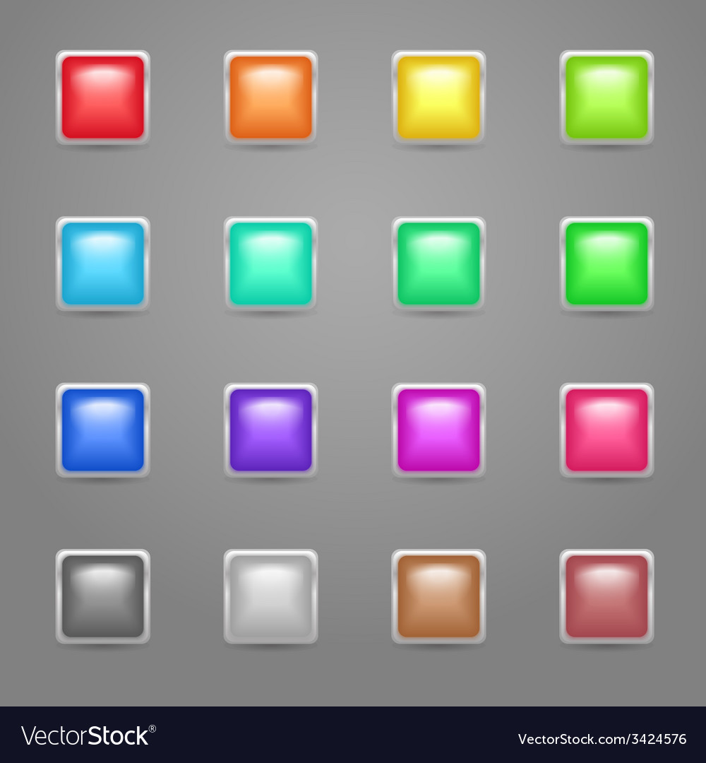 Square colored web buttons Royalty Free Vector Image
