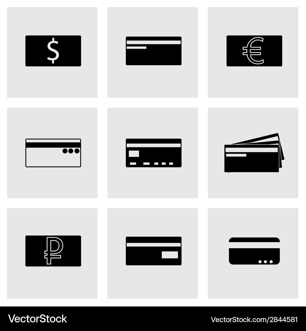 Black credit card icons set Royalty Free Vector Image