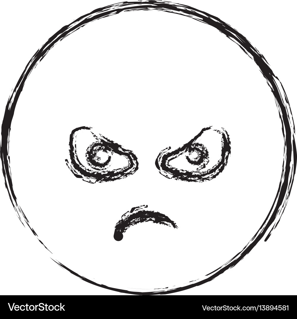 Blurred silhouette emoticon furious face Vector Image