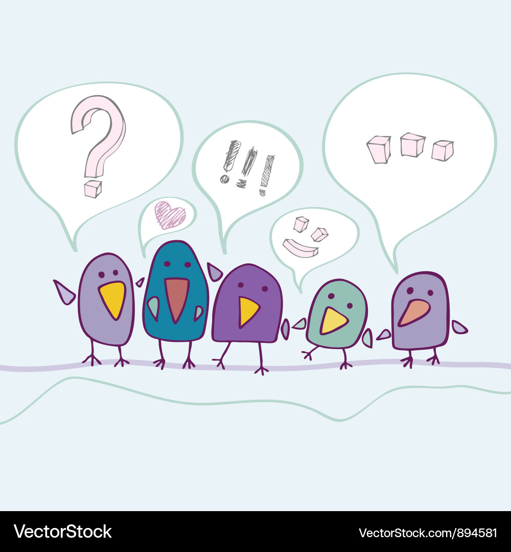 Cartoon birds talking Royalty Free Vector Image