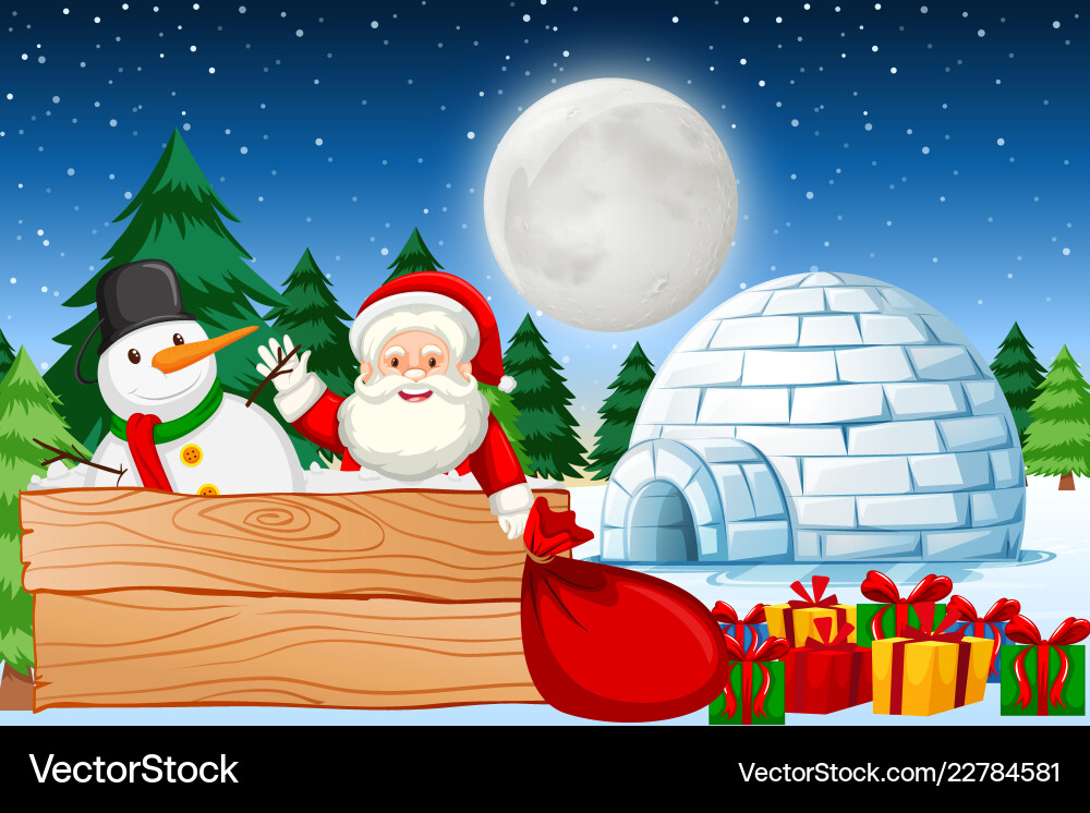 Christmas night with santa Royalty Free Vector Image