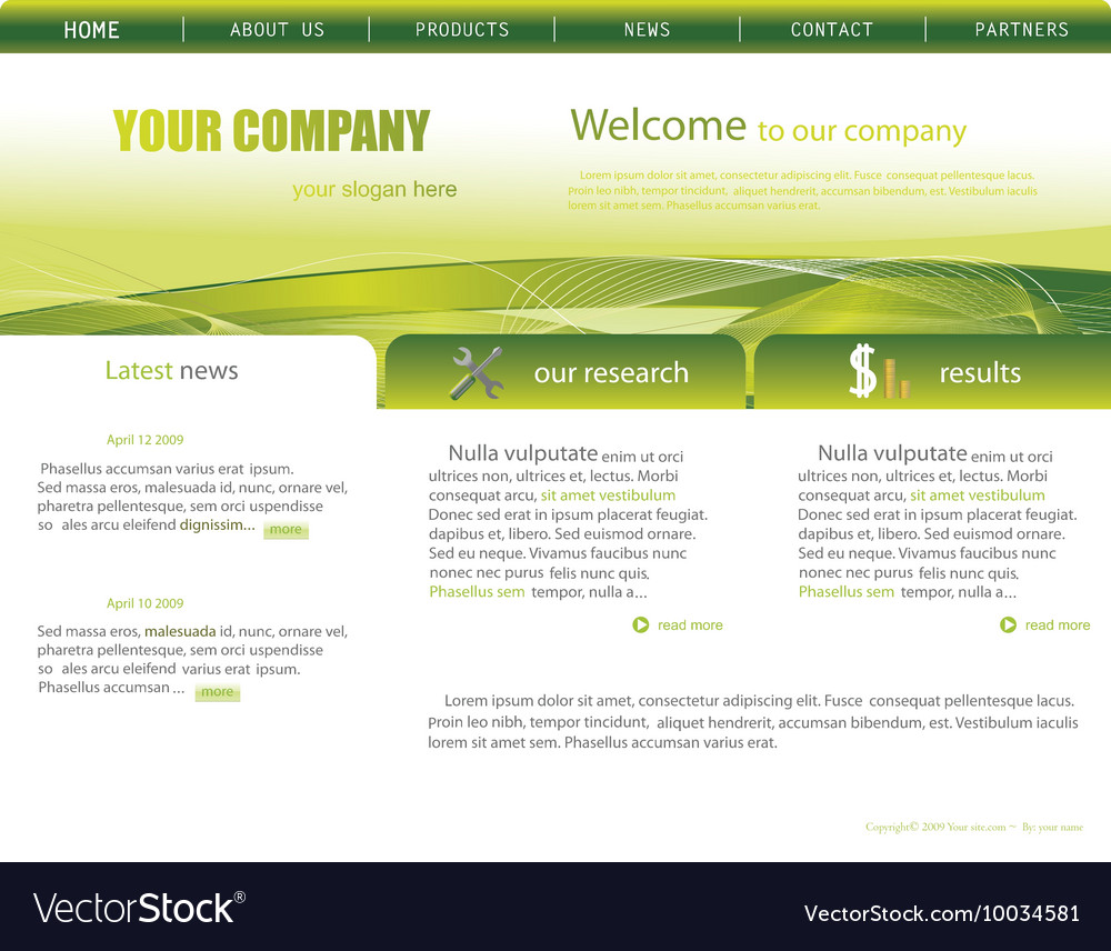 Editable website template Royalty Free Vector Image