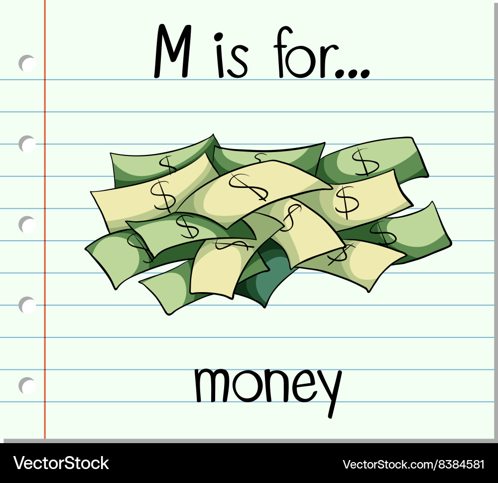 Flashcard letter m is for money Royalty Free Vector Image