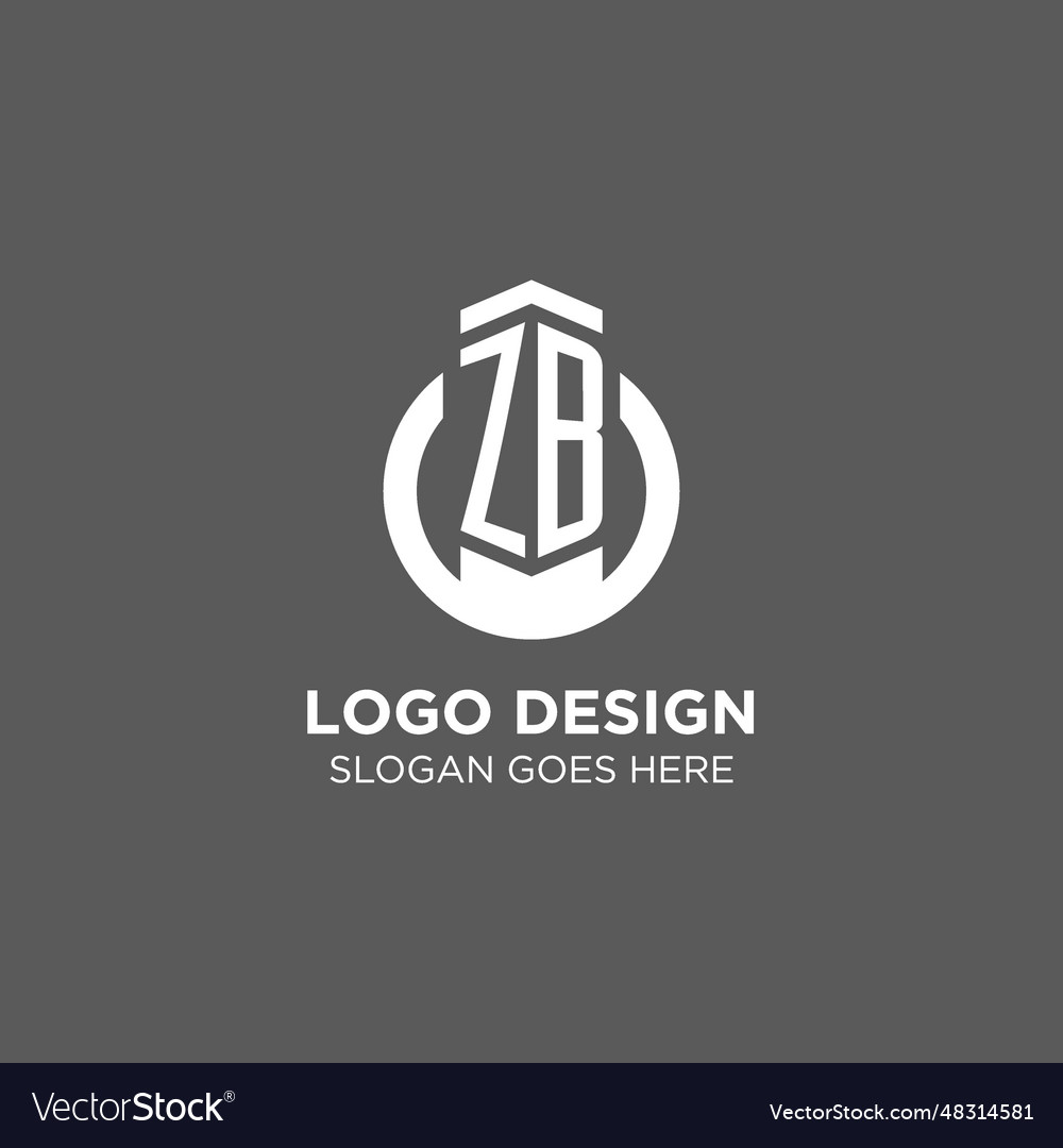 Initial zb circle round line logo abstract Vector Image