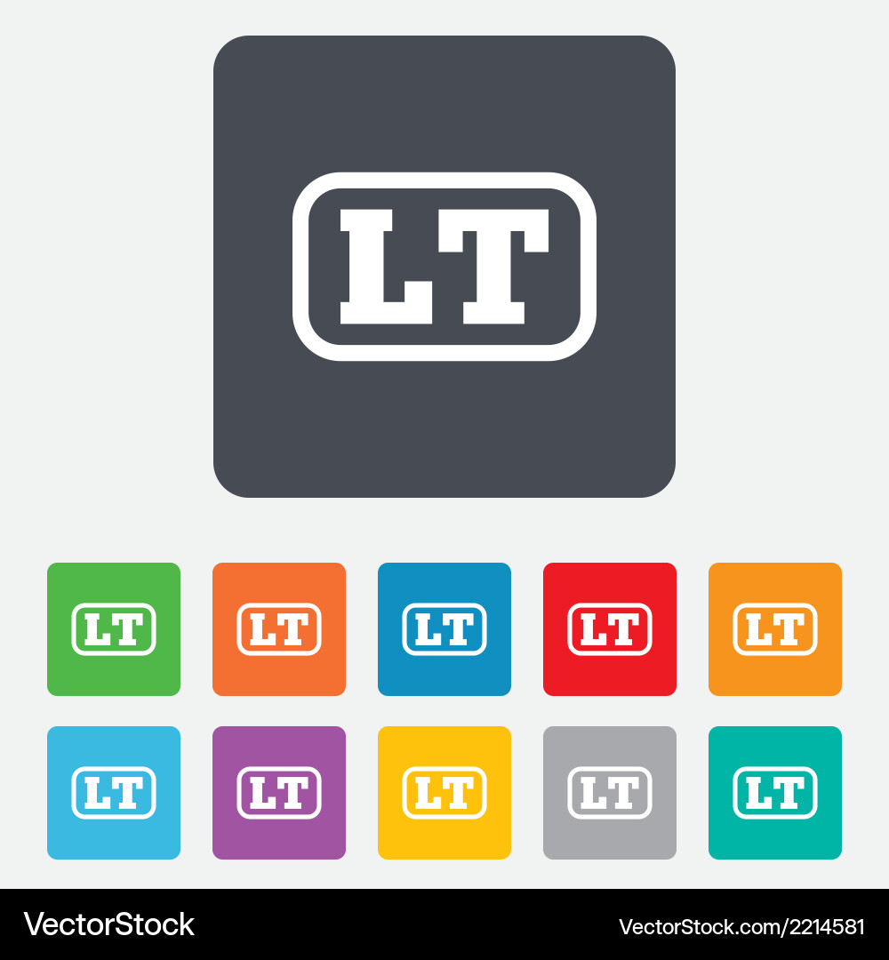 Lithuanian language sign icon lt translation Vector Image