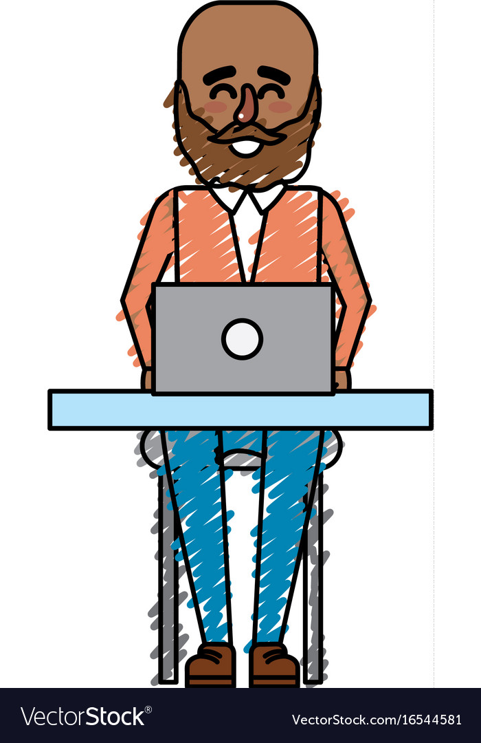 Professional businessman with laptop and corporate