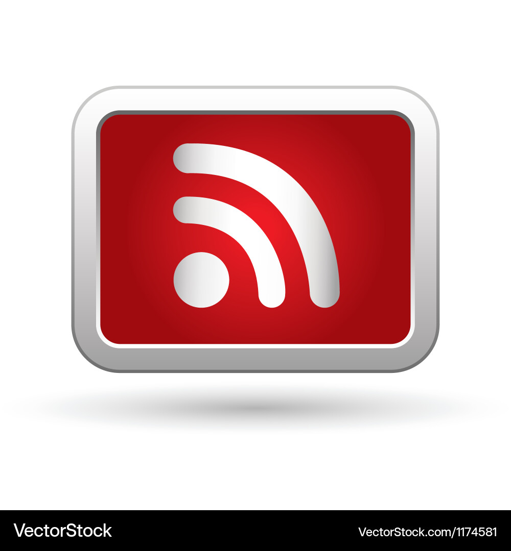 RSS Icon - Red Button Royalty Free Vector Image