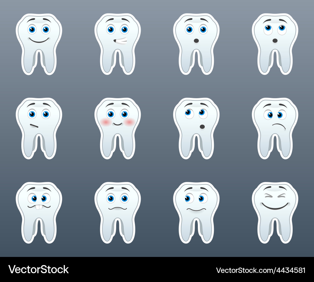 Set of stickers teeth Royalty Free Vector Image