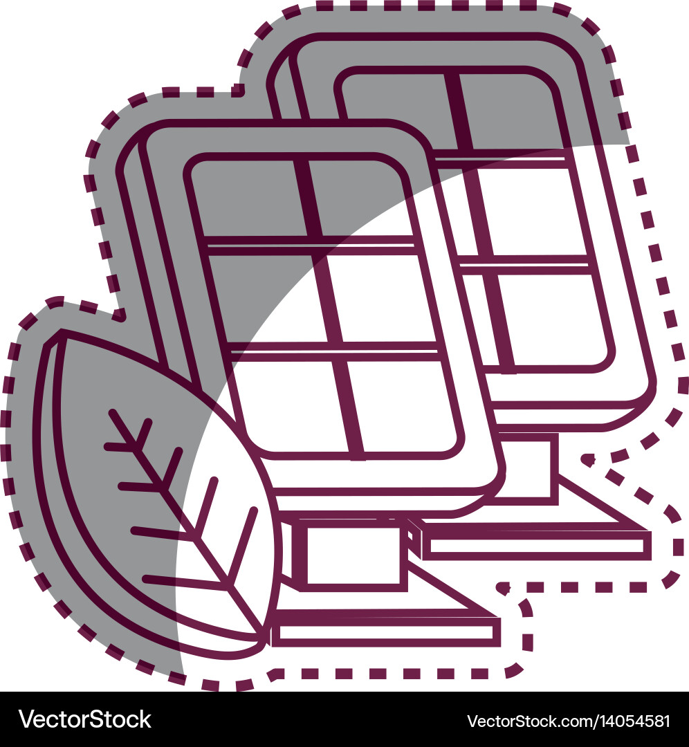 Sticker solar energy eco icon Royalty Free Vector Image