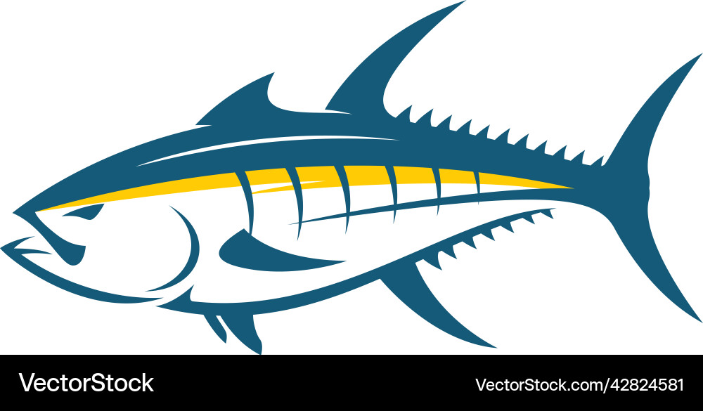 Tuna fish fishing template Royalty Free Vector Image