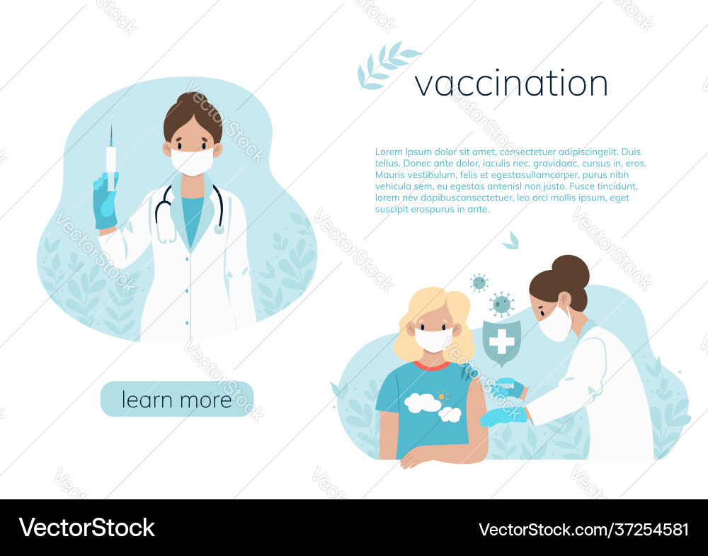 Vaccination concept banner with a doctor Vector Image