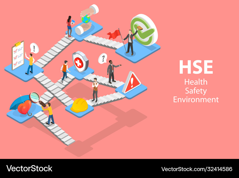 3d isometric flat concept hse health Royalty Free Vector