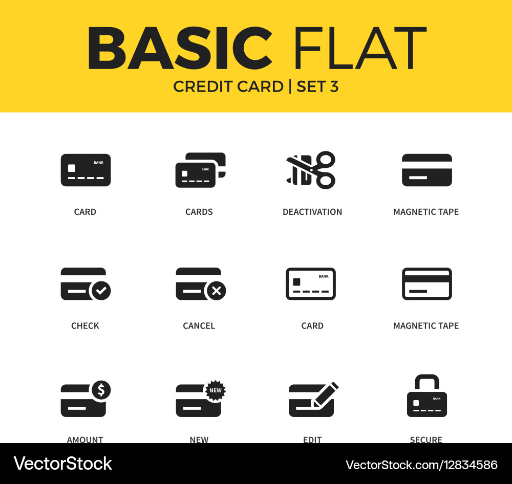 Basic set of credit card icons Royalty Free Vector Image