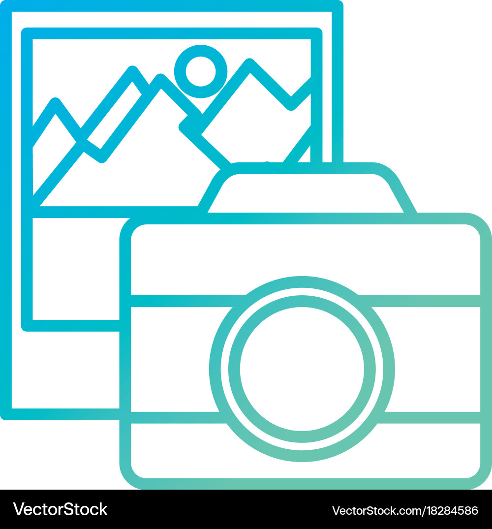 Camera photographic with landscape picture Vector Image