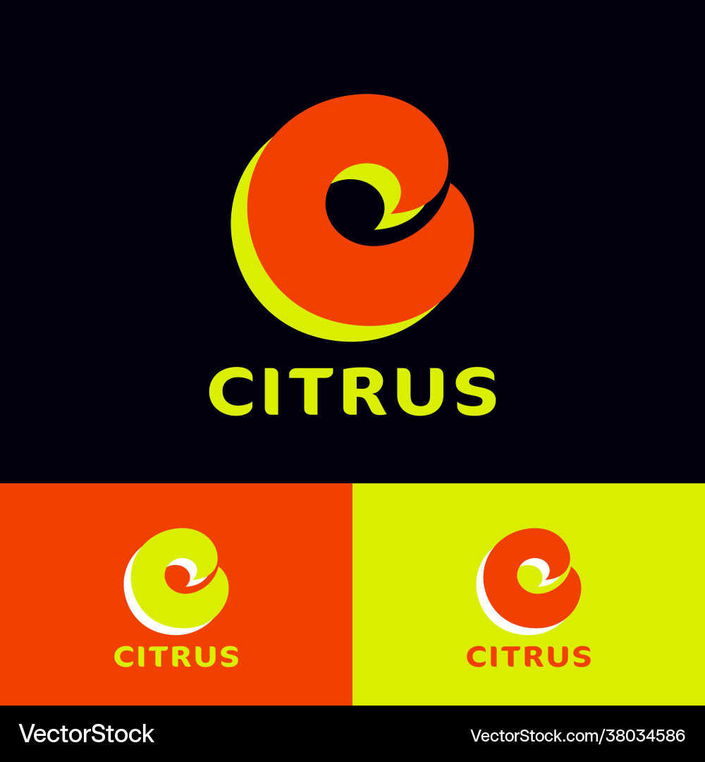 Citrus logo vitamin c icon letter curled elements Vector Image