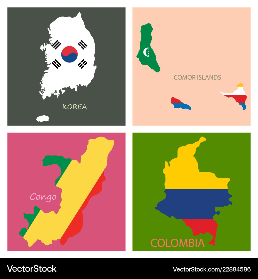 Colorful World Map of Countries Royalty Free Vector Image
