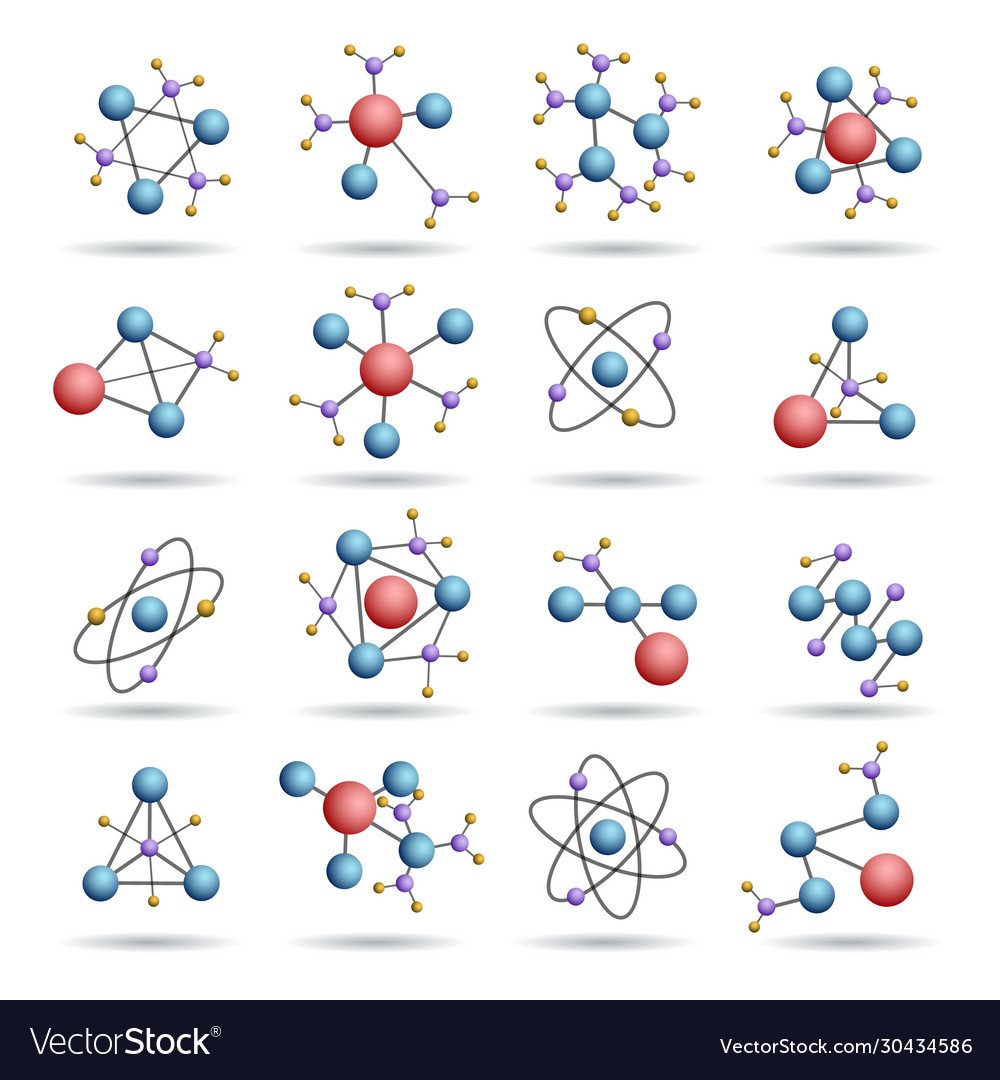 Colourful 3d Molecules Structures Royalty Free Vector Image