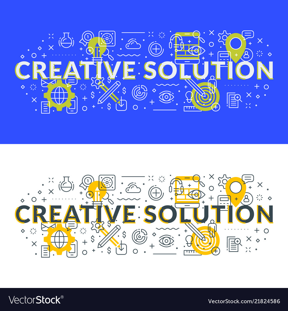 Creative solution flat line concept for web Vector Image