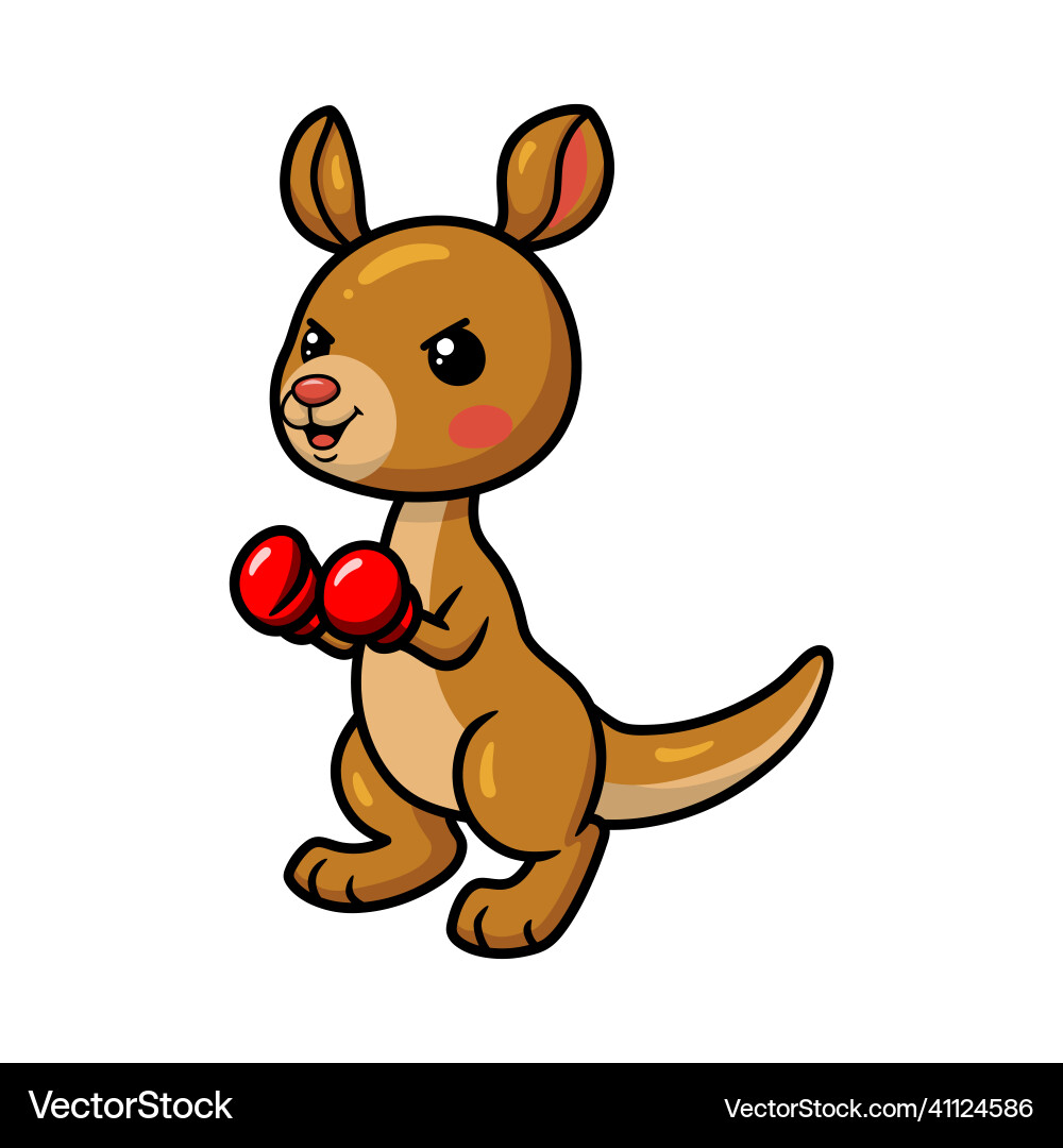 Cute little boxer kangaroo cartoon Royalty Free Vector Image