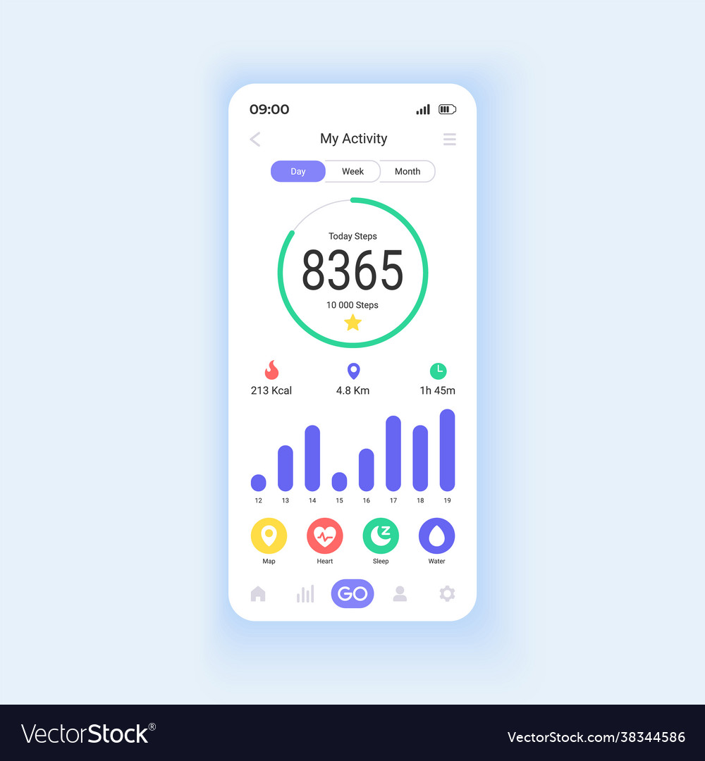 Exercise tracker smartphone interface template Vector Image