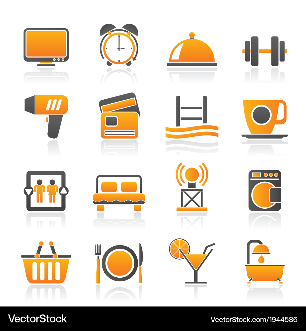 Hotel and motel facilities icons Royalty Free Vector Image