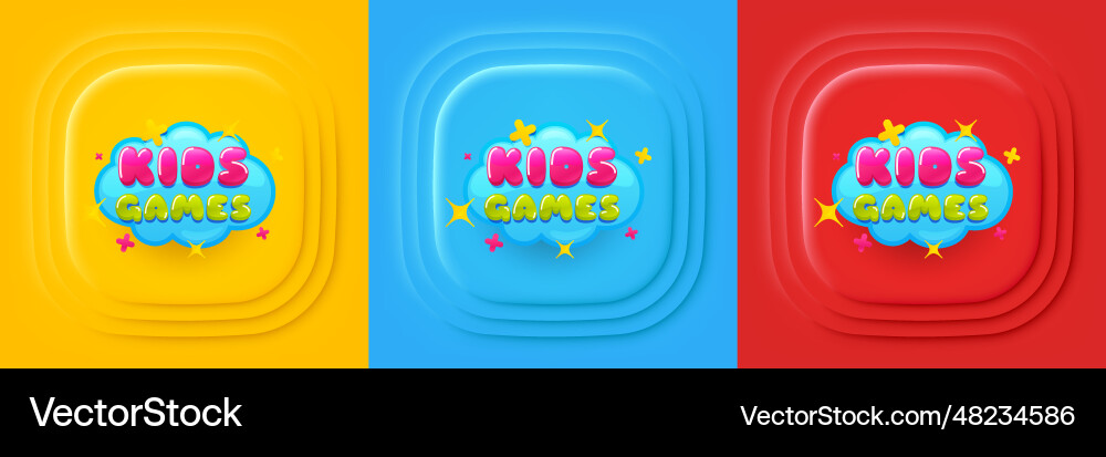 Kids games sticker fun playing zone banner Vector Image