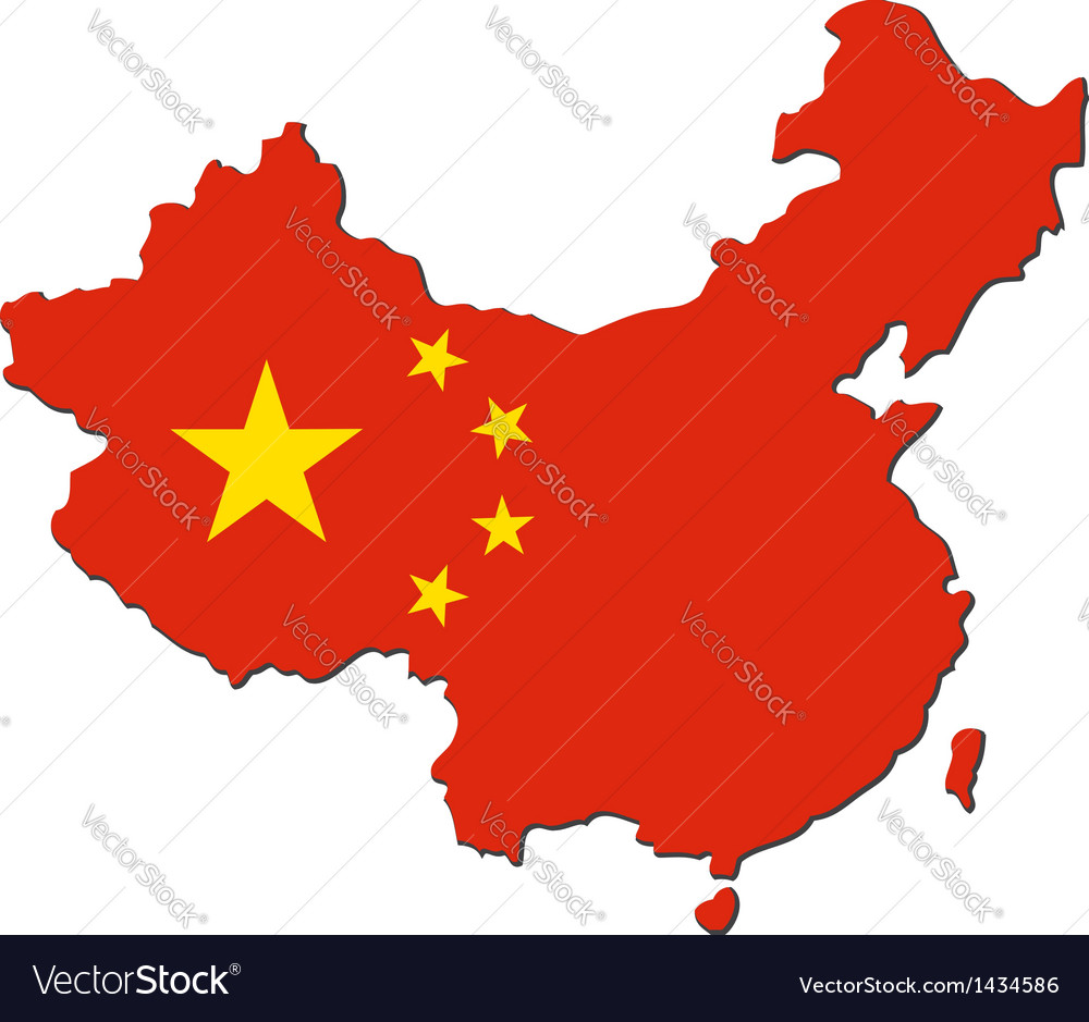 Map of china with national flag Royalty Free Vector Image