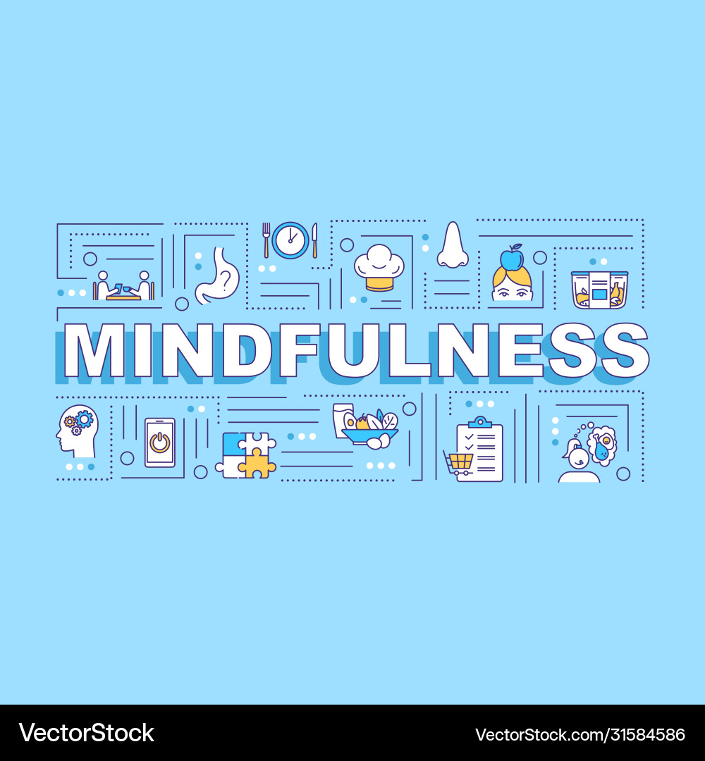 Mindfulness conscious eating word concepts banner Vector Image