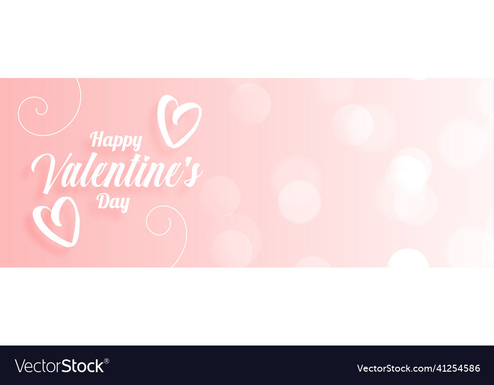 Pink bokeh valentines day hearts banner design Vector Image
