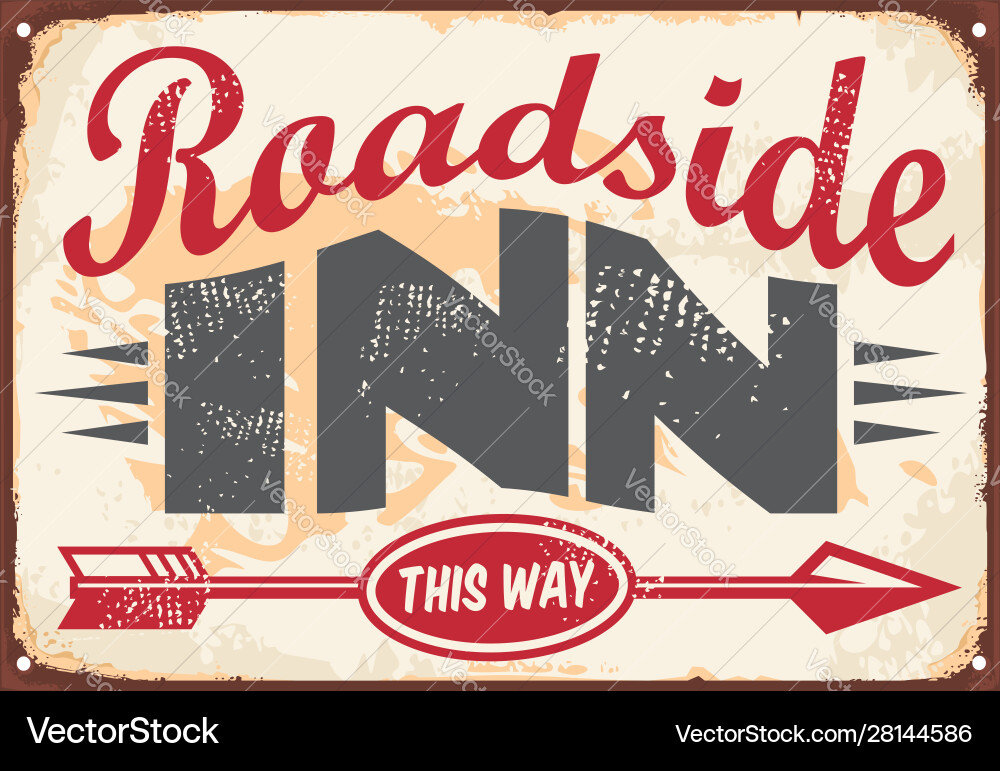 Roadside inn old vintage sign layout Royalty Free Vector