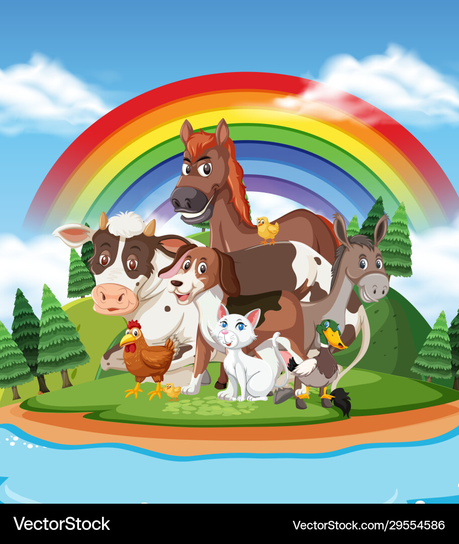 Scene with many wild animals in park Royalty Free Vector