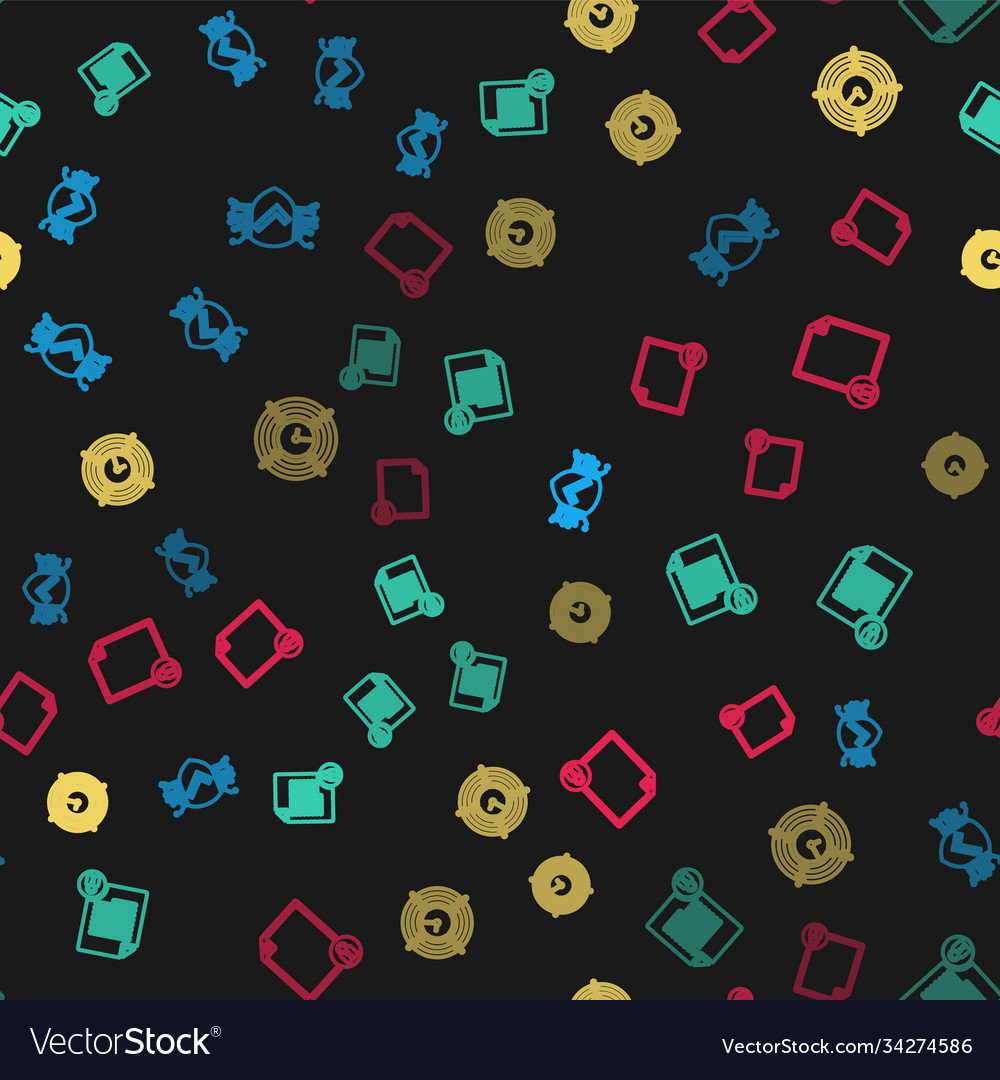 Set line cyber security document and lock time Vector Image Set line cyber security document and lock time Vector Image
