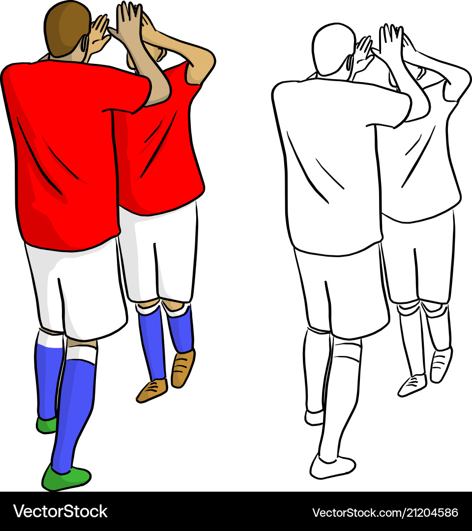 Team soccer player members celebrate Royalty Free Vector
