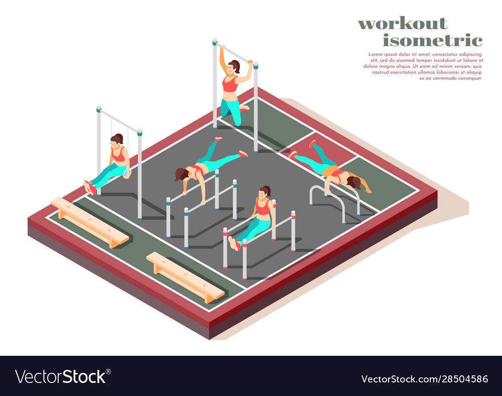 Workout isometric composition Royalty Free Vector Image