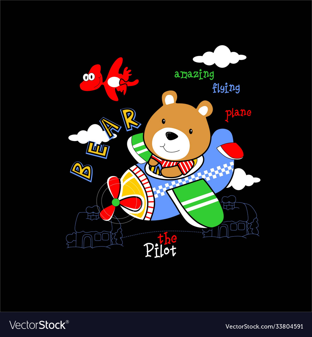 Bear pilot cartoon Royalty Free Vector Image - VectorStock