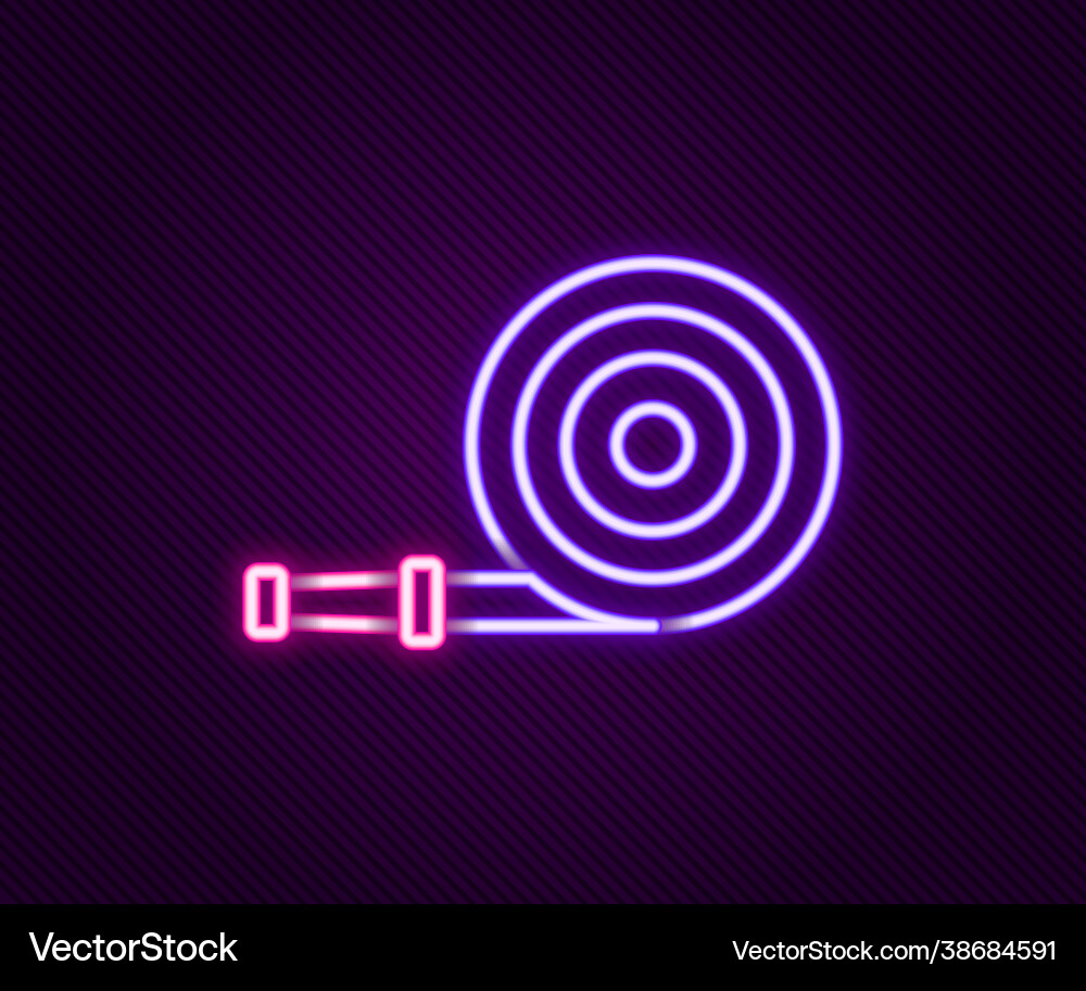 Glowing neon line fire hose reel icon isolated Vector Image