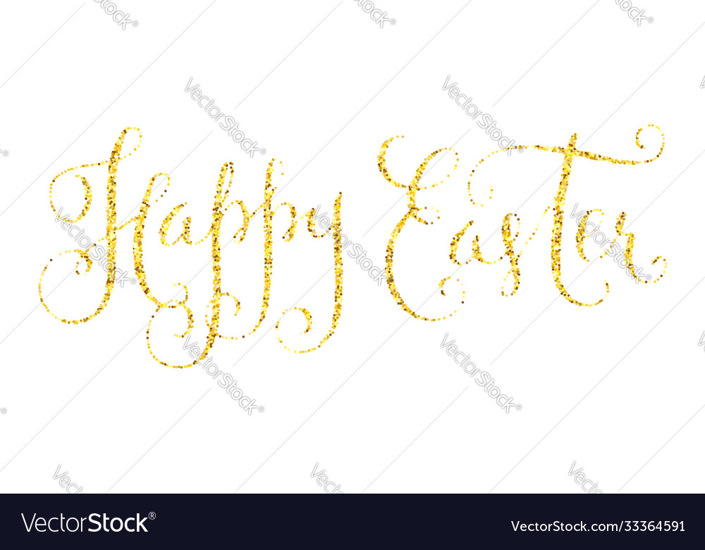 Happy easter gold glitter greeting card Royalty Free Vector