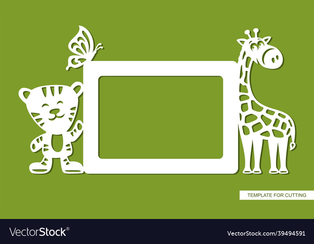 Horizontal rectangular photo frame with animals Vector Image