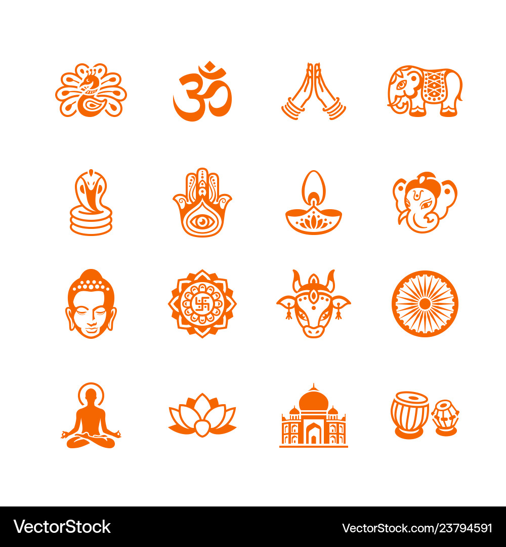 Indian culture icons micro series Royalty Free Vector Image