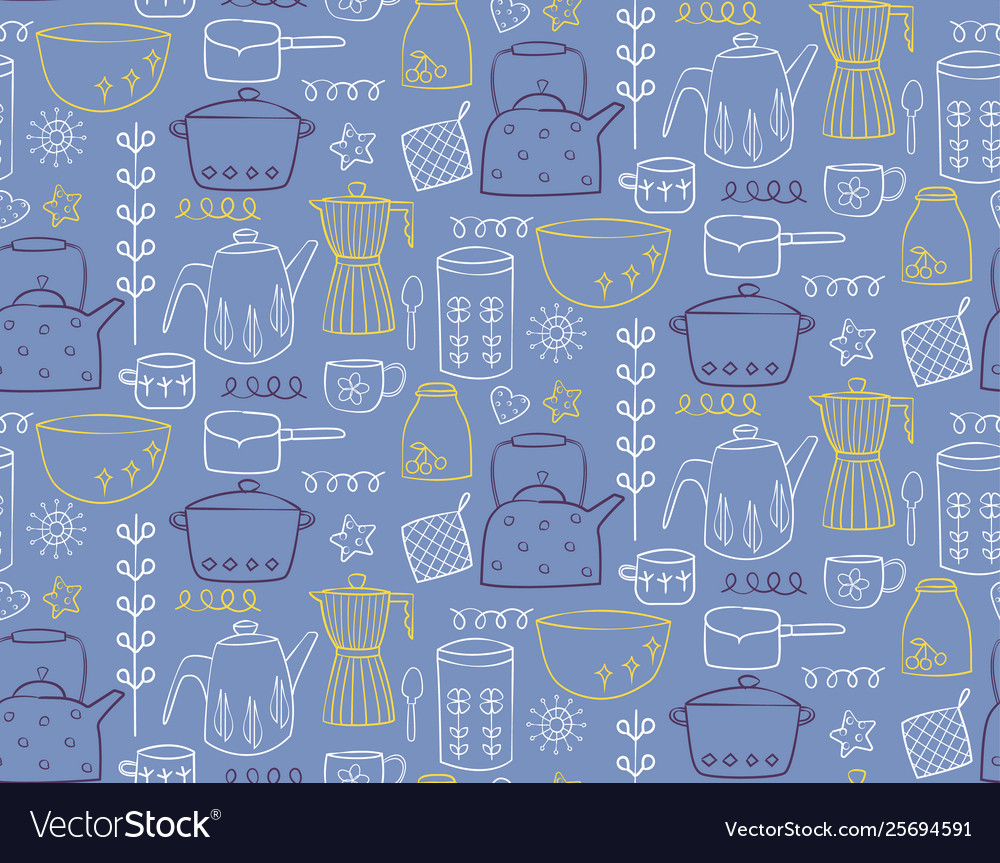 Kitchen pattern flat background Royalty Free Vector Image