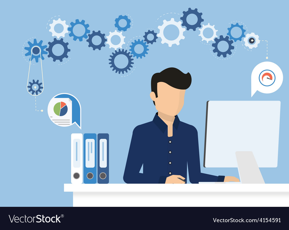 Man with computer Royalty Free Vector Image - VectorStock