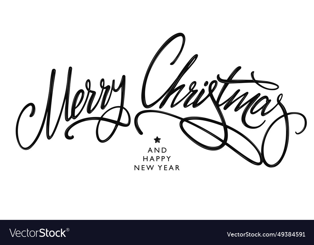 Merry Christmas Brush Hand Drawn Lettering Vector Image